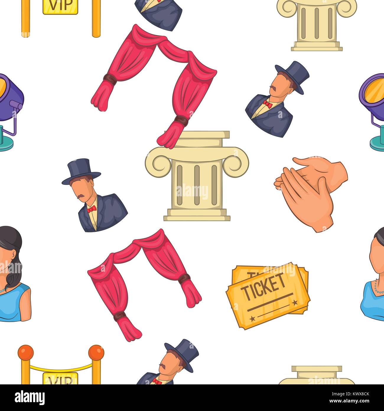 Theatre pattern. Cartoon illustration of theatre vector pattern for web ...