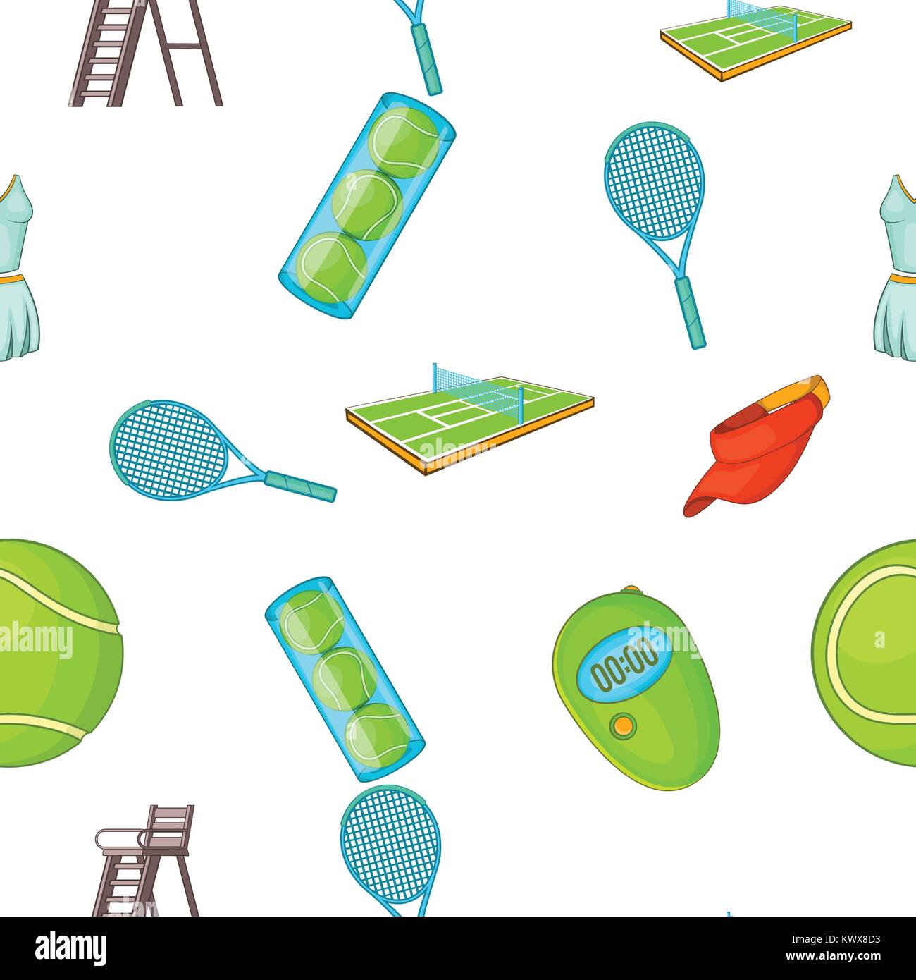 Tennis pattern. Cartoon illustration of tennis vector pattern for web ...