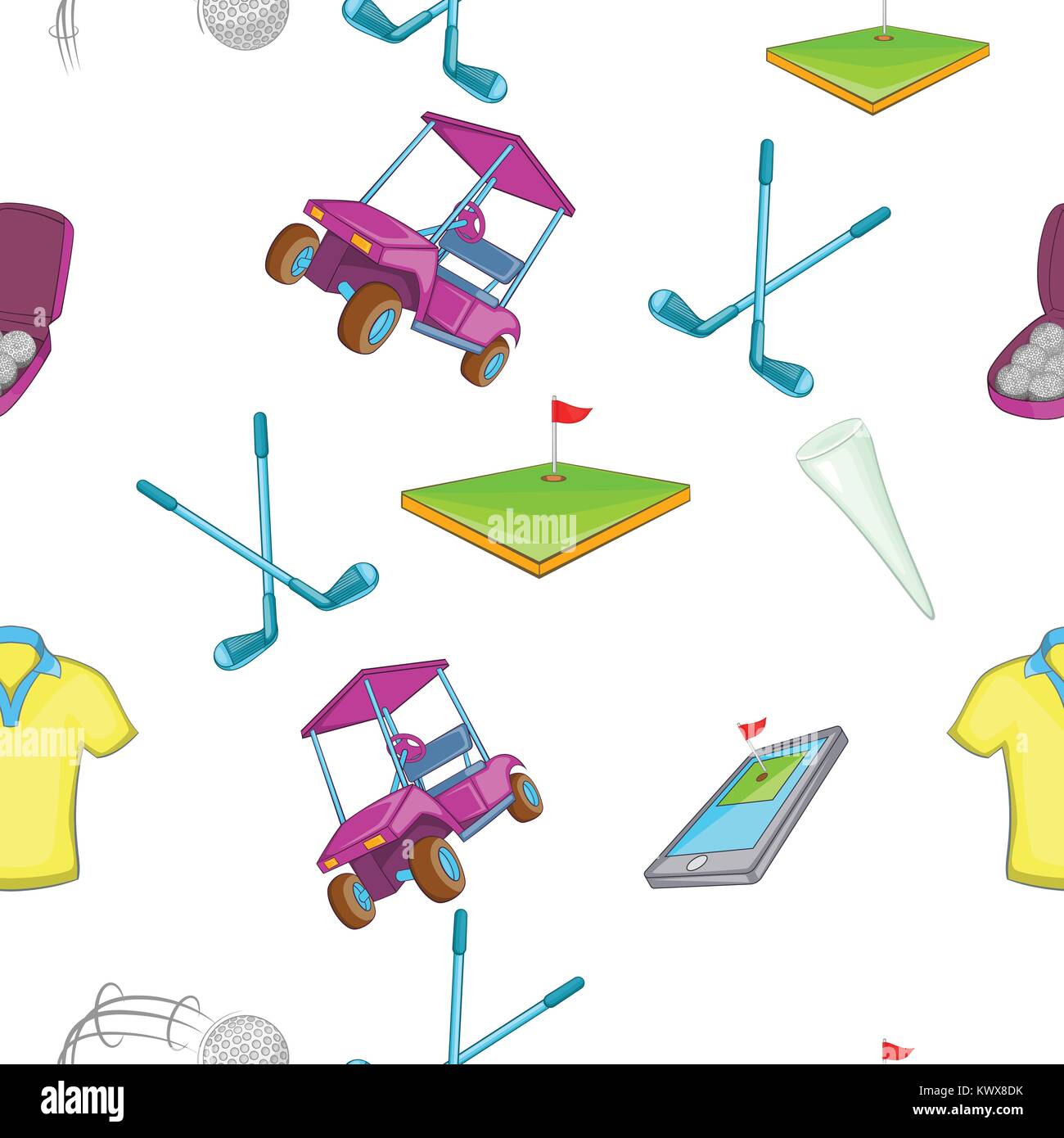 Golf pattern. Cartoon illustration of golf vector pattern for web Stock ...