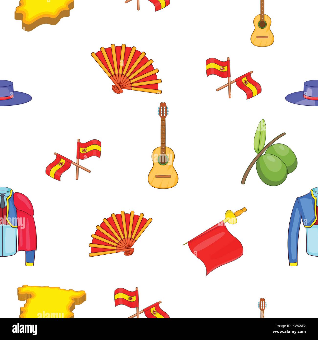 Spain pattern. Cartoon illustration of Spain vector pattern for web ...