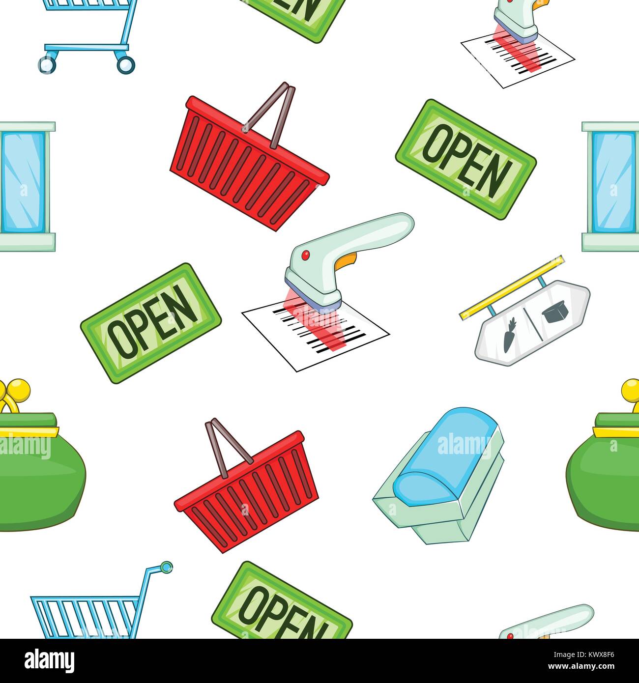 Shop pattern. Cartoon illustration of shop vector pattern for web Stock ...