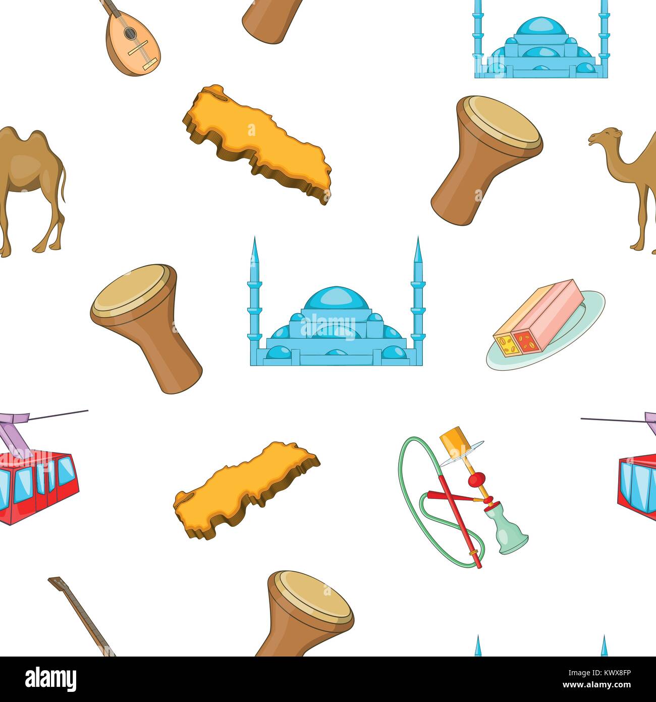 Turkey country pattern. Cartoon illustration of Turkey country vector ...