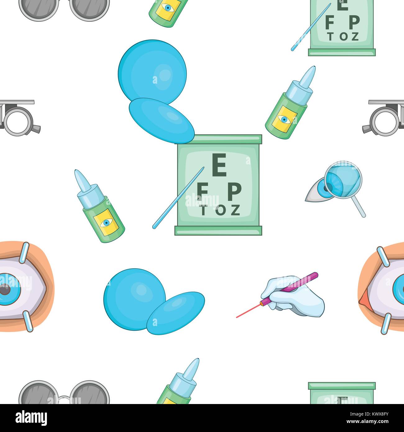 Ophthalmology pattern. Cartoon illustration of ophthalmology vector ...