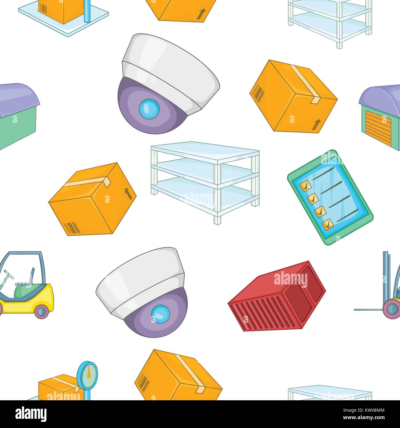 Warehouse pattern. Cartoon illustration of warehouse vector pattern for ...