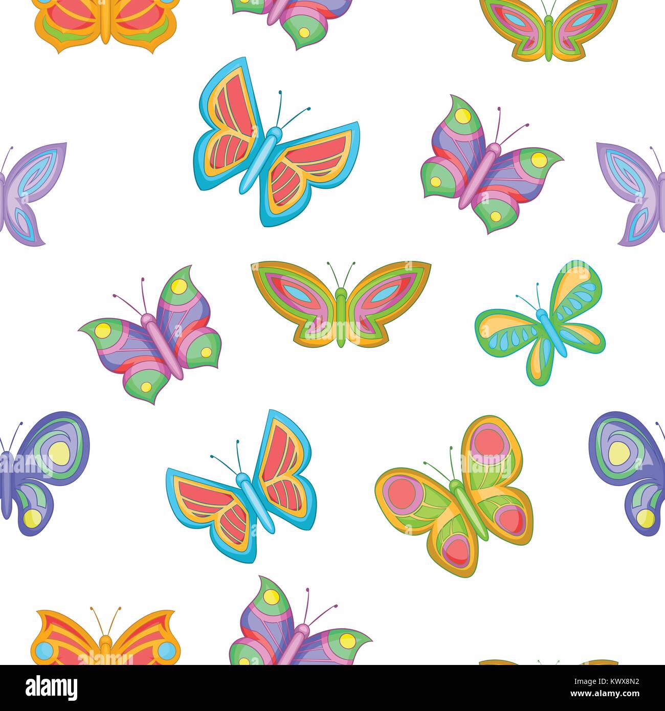 Butterfly pattern. Cartoon illustration of butterfly vector pattern for ...