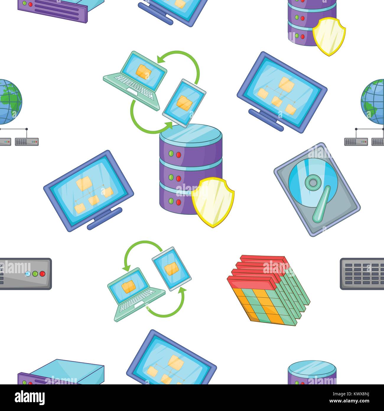 Computer pattern. Cartoon illustration of computer vector pattern for ...