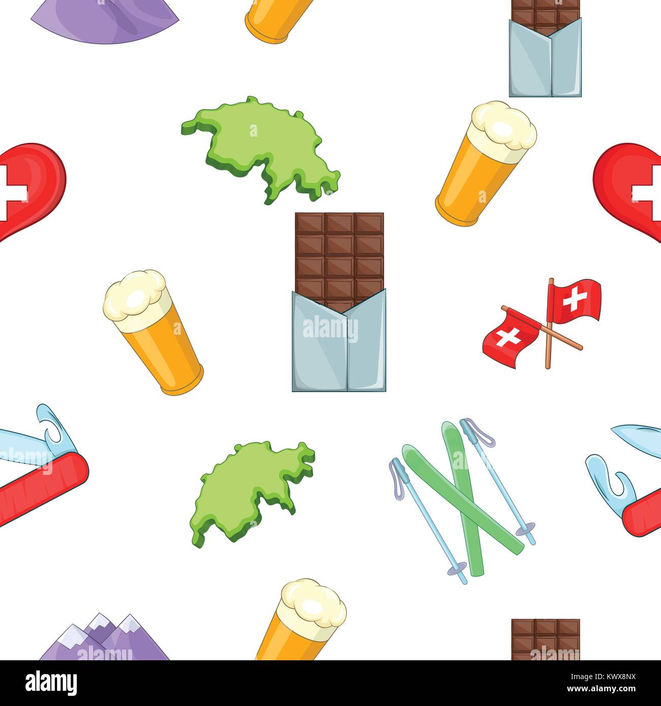 Switzerland pattern. Cartoon illustration of Switzerland vector pattern ...