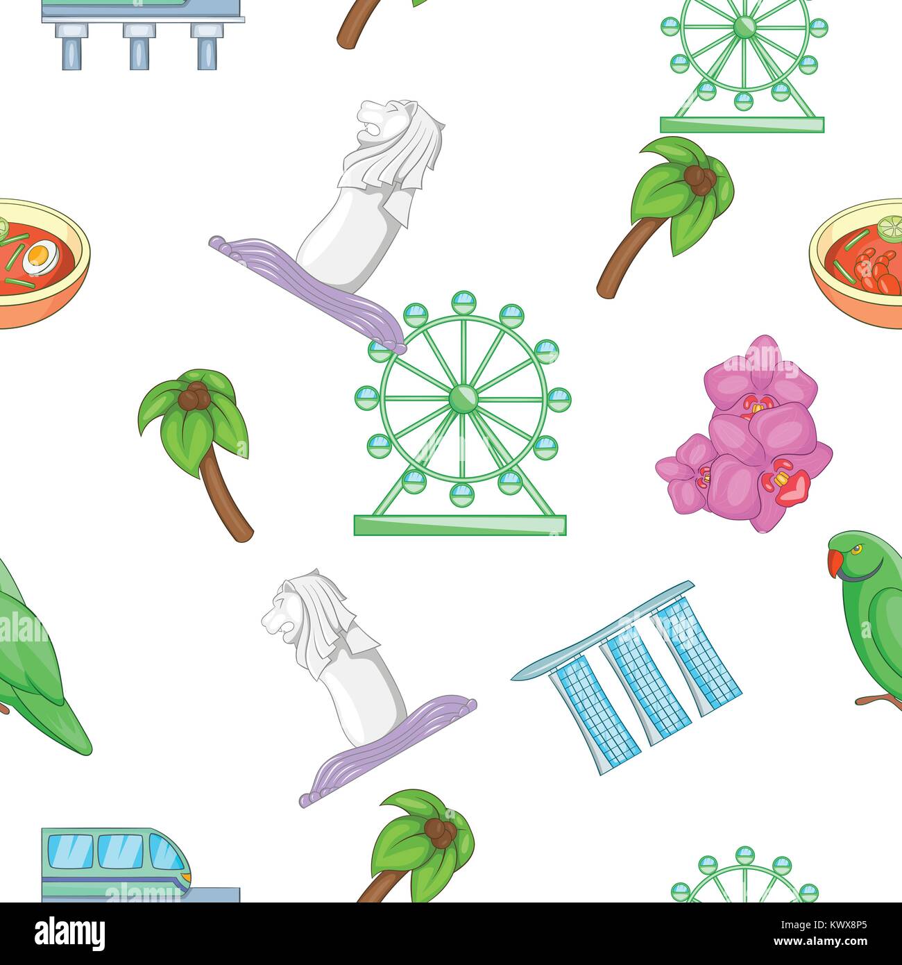 Country Singapore pattern. Cartoon illustration of country Singapore ...