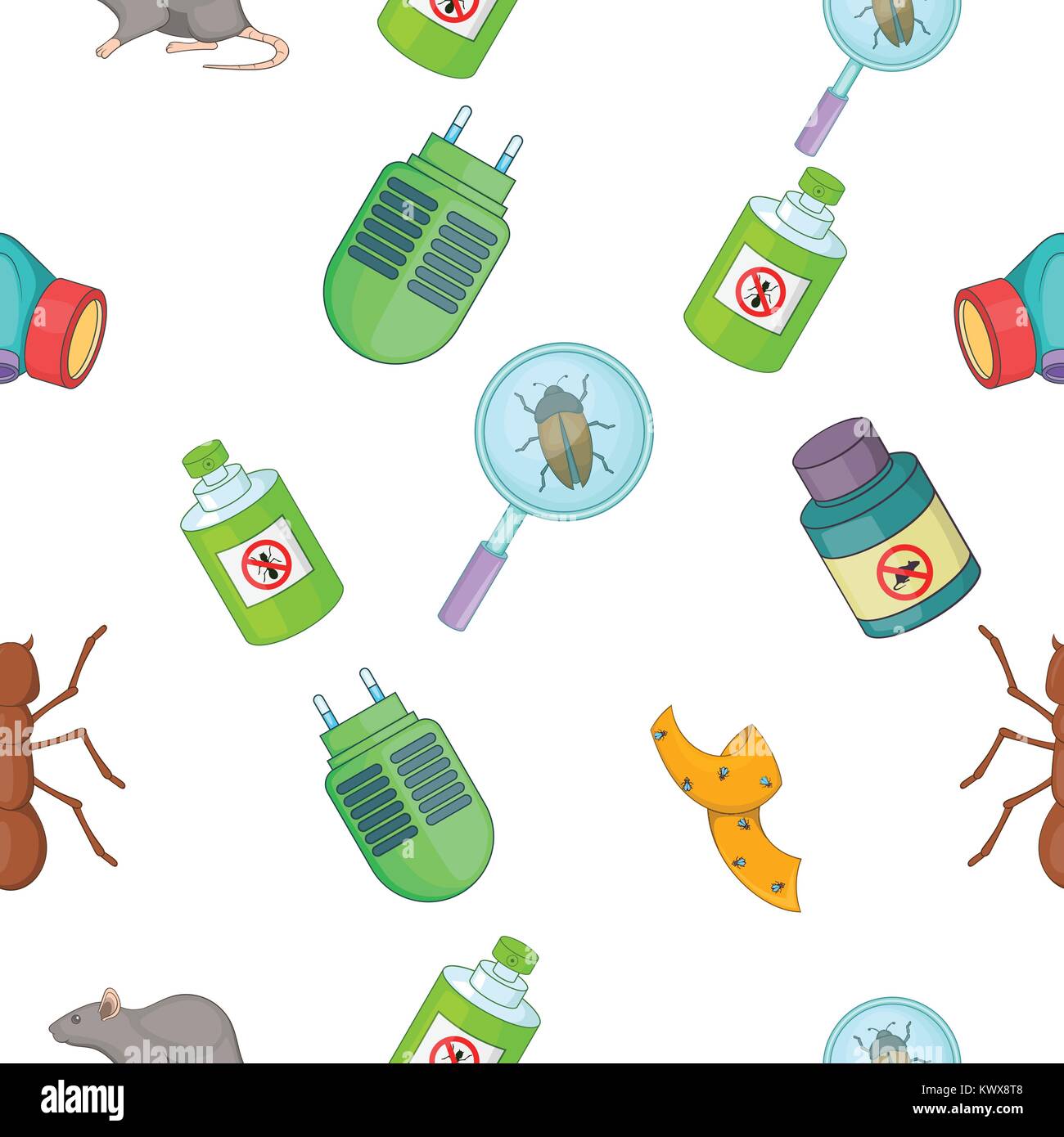 Harmful insects pattern. Cartoon illustration of harmful insects vector ...
