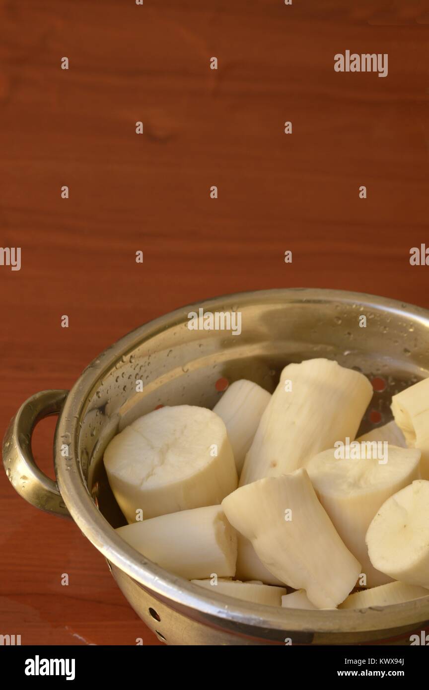 boiled mandioca, boiled yucca Stock Photo - Alamy
