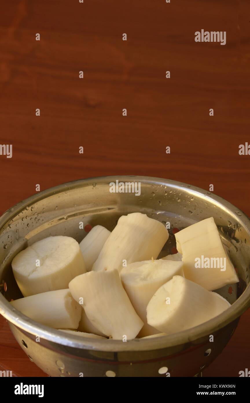 boiled mandioca, boiled yucca Stock Photo - Alamy