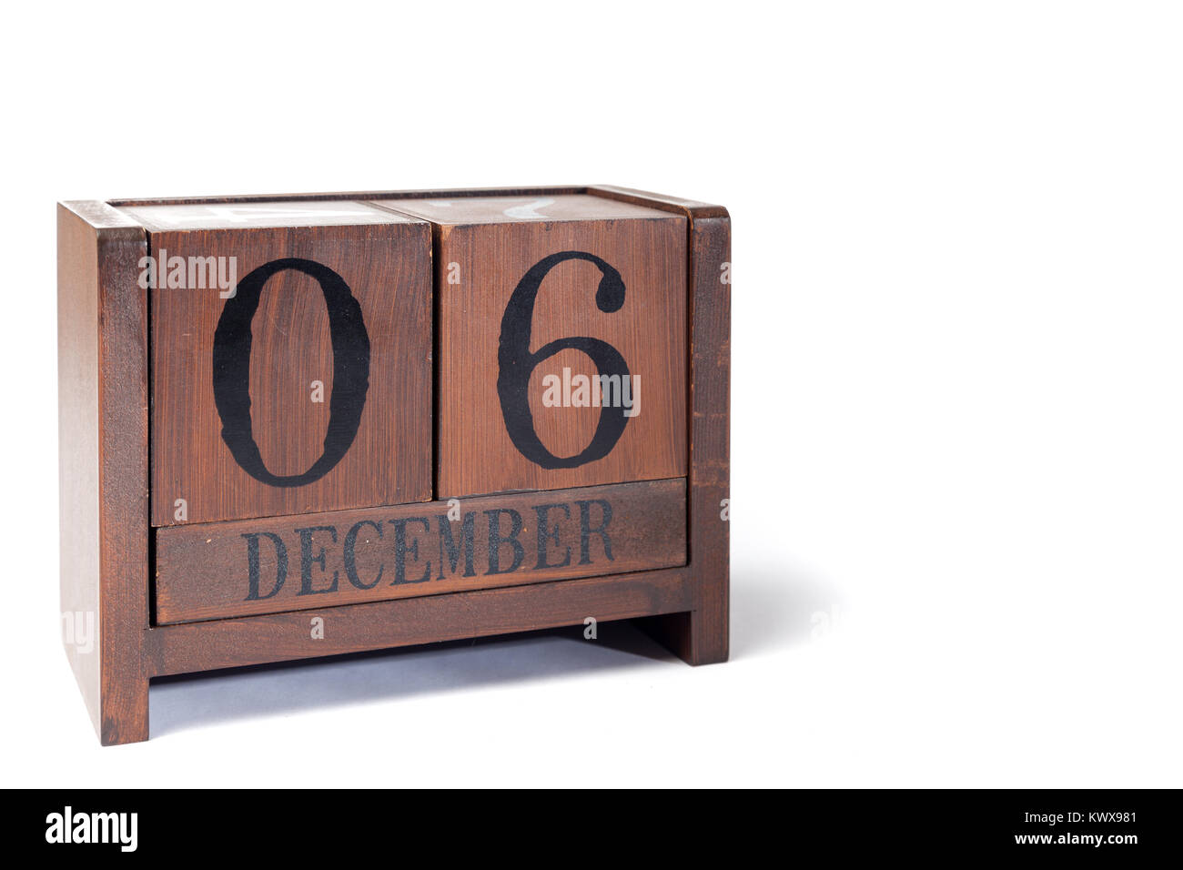 Wooden Perpetual Calendar set to December 6th Stock Photo - Alamy