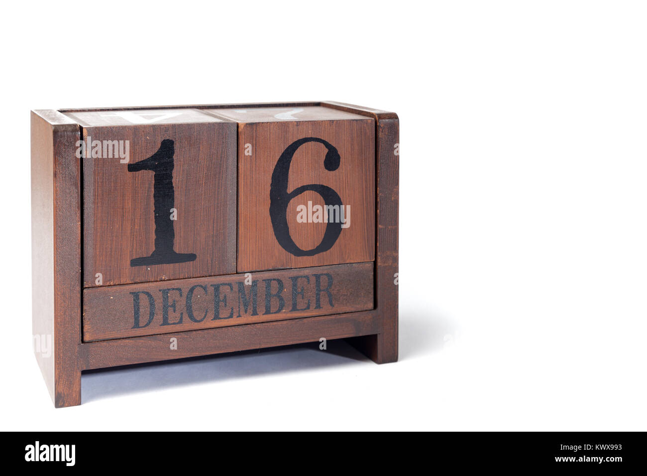 Wooden Perpetual Calendar set to December 16th Stock Photo - Alamy