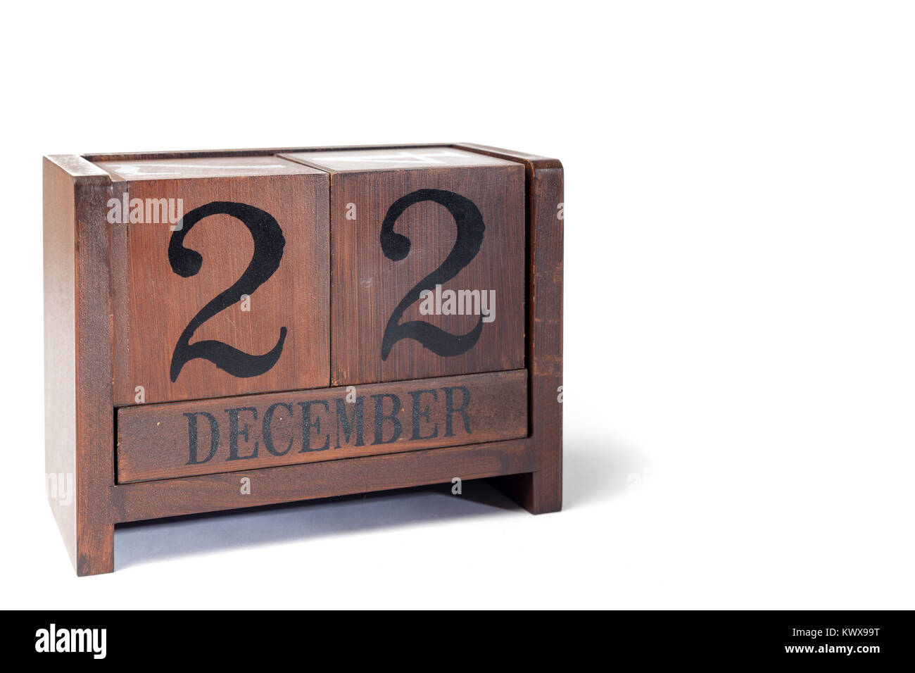 Wooden Perpetual Calendar set to December 22nd Stock Photo - Alamy
