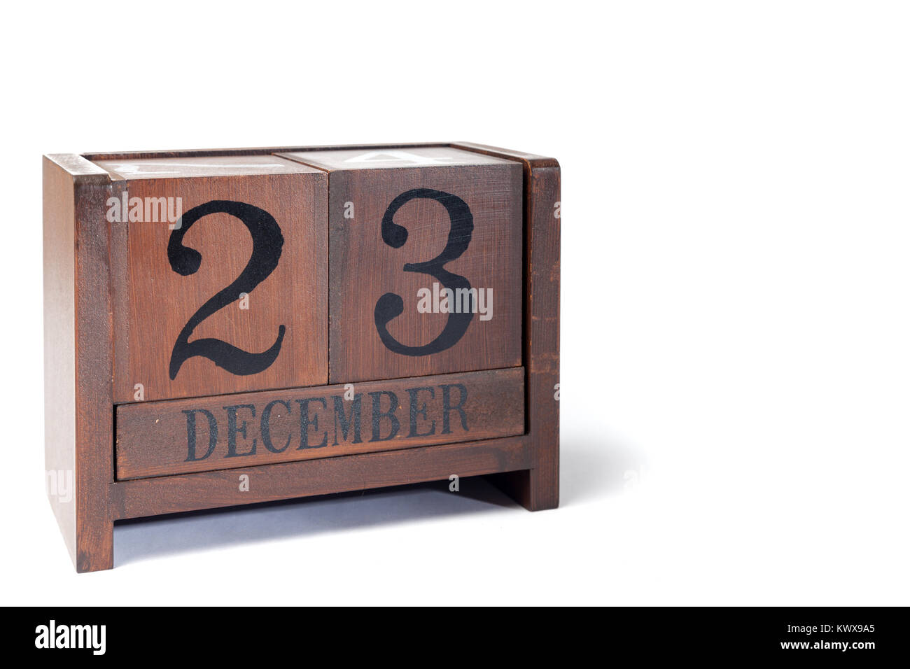 Wooden Perpetual Calendar set to December 23rd Stock Photo - Alamy