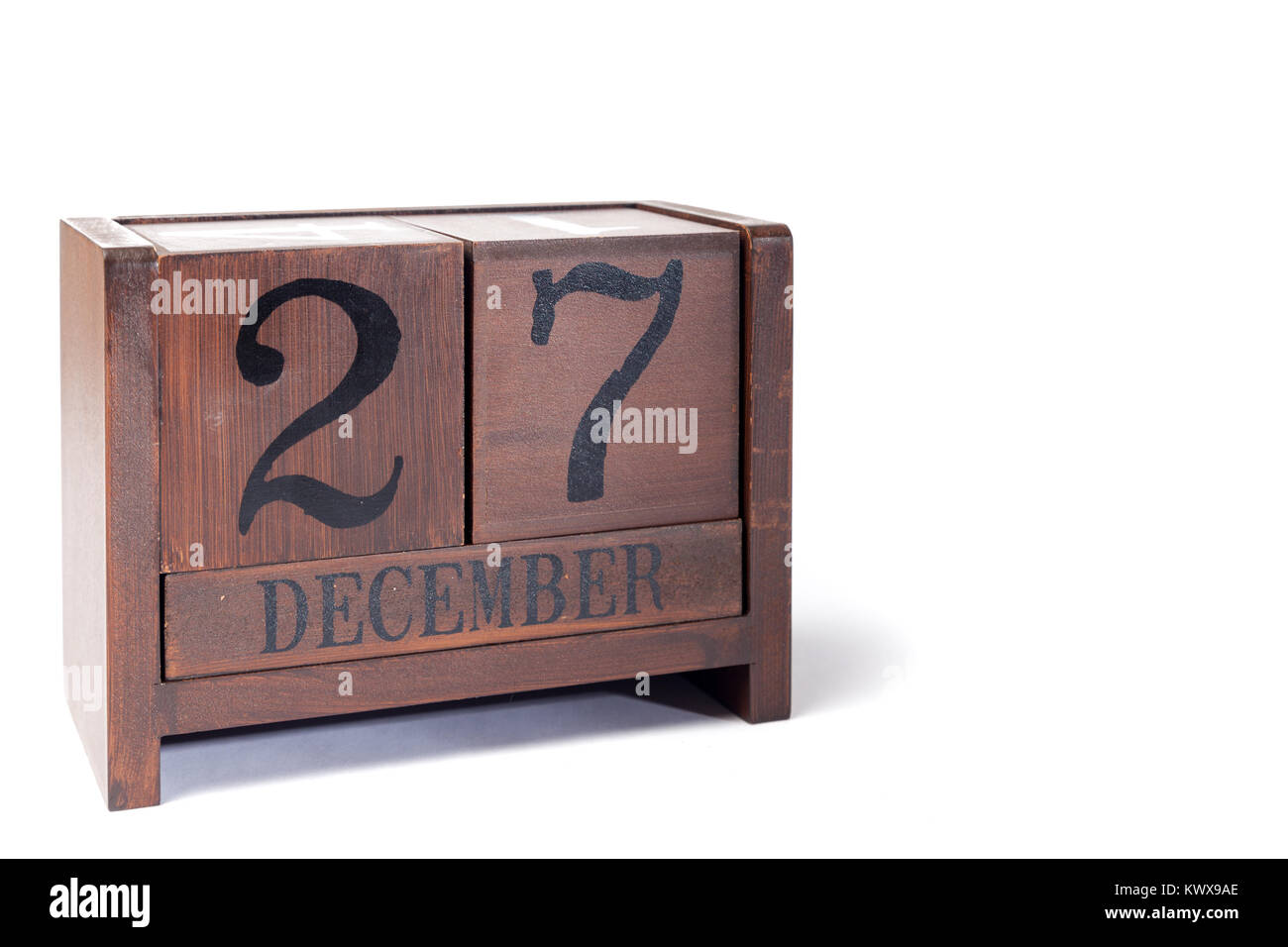 Wooden Perpetual Calendar set to December 27th Stock Photo - Alamy