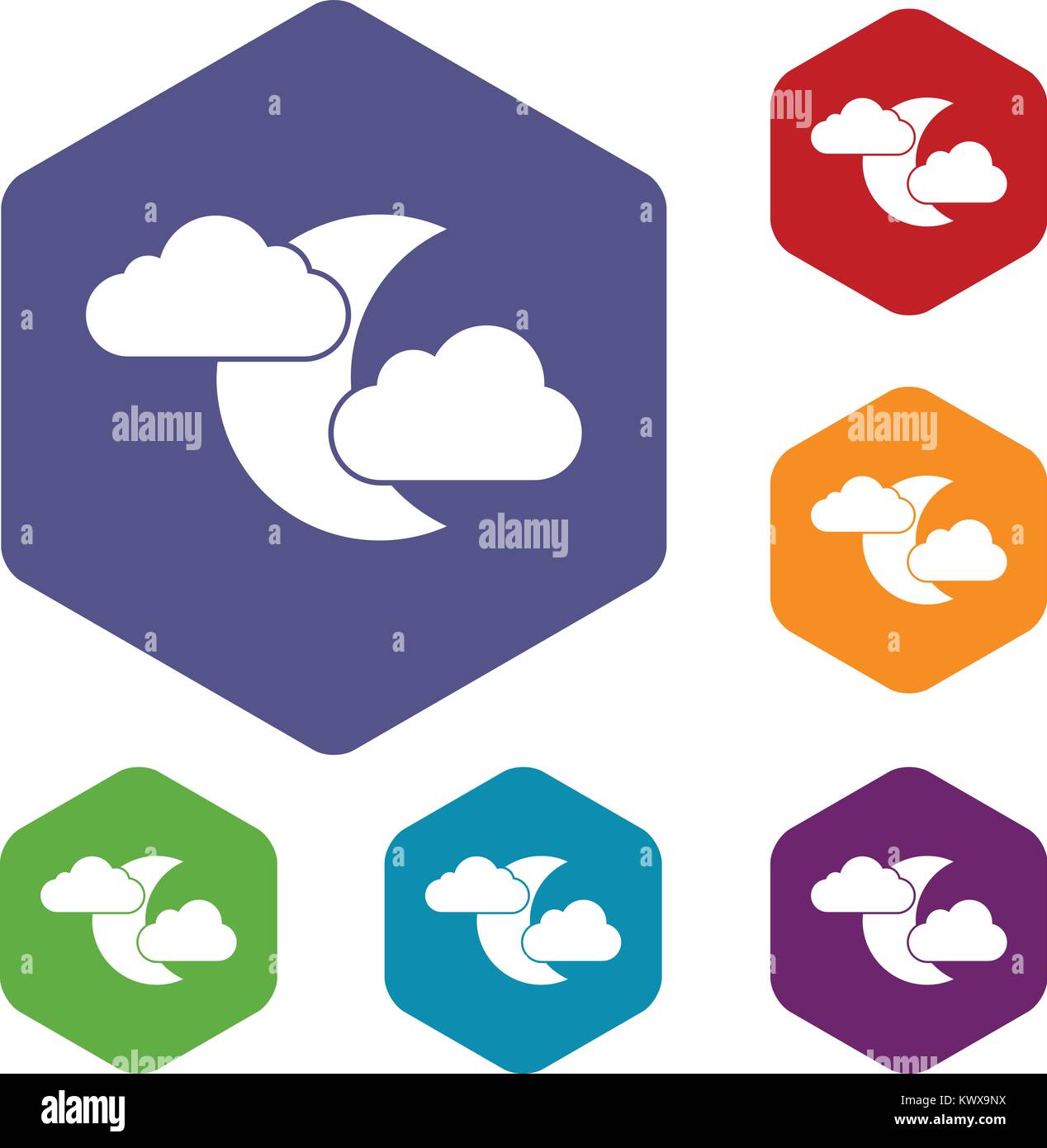 Moon and clouds icons set Stock Vector Image & Art - Alamy