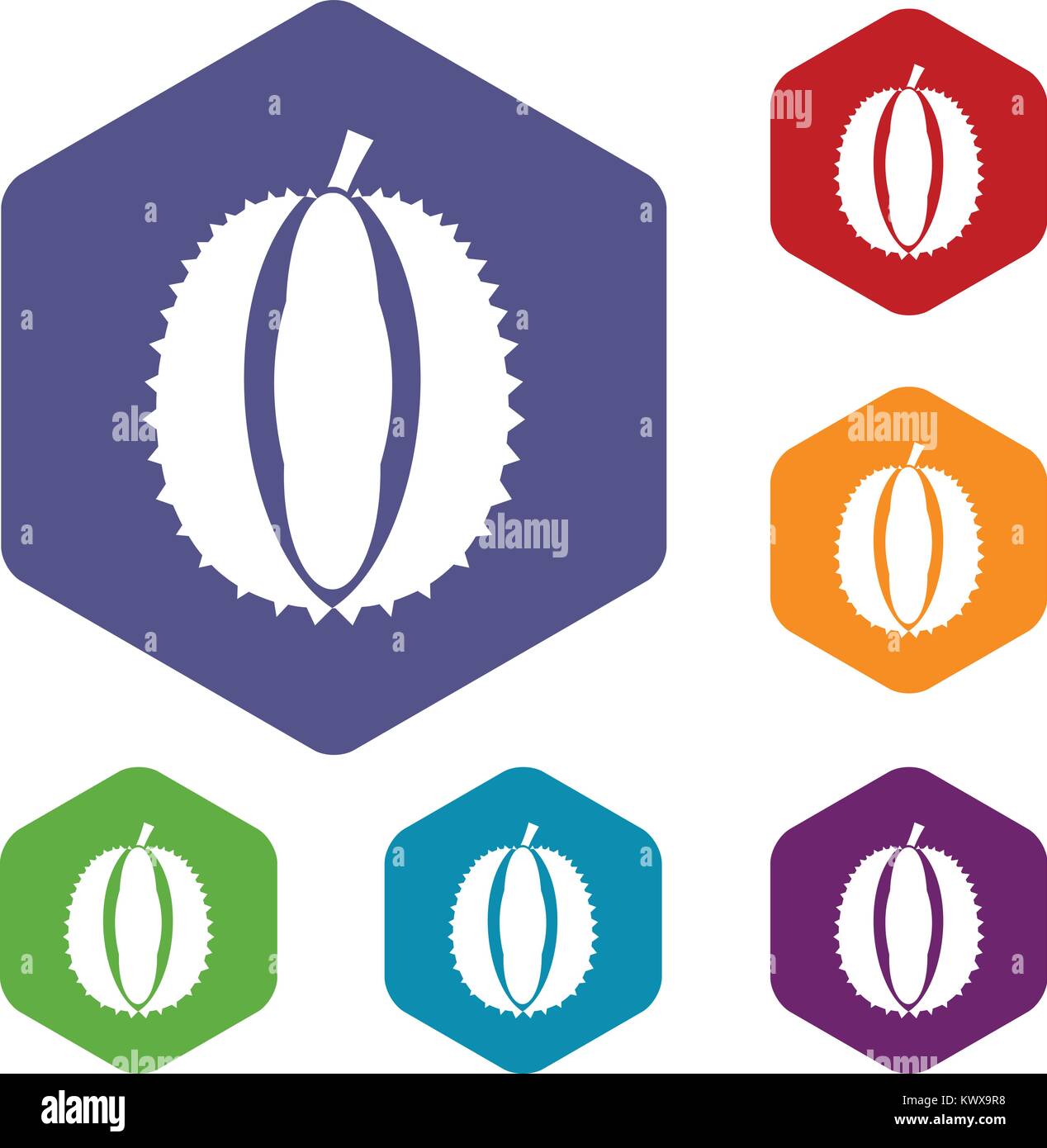 Durian icons set Stock Vector Image & Art - Alamy