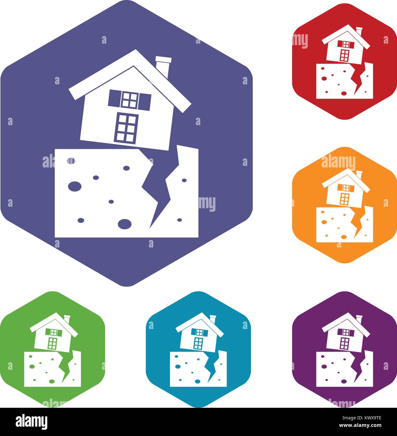House after an earthquake icons set Stock Vector Image & Art - Alamy
