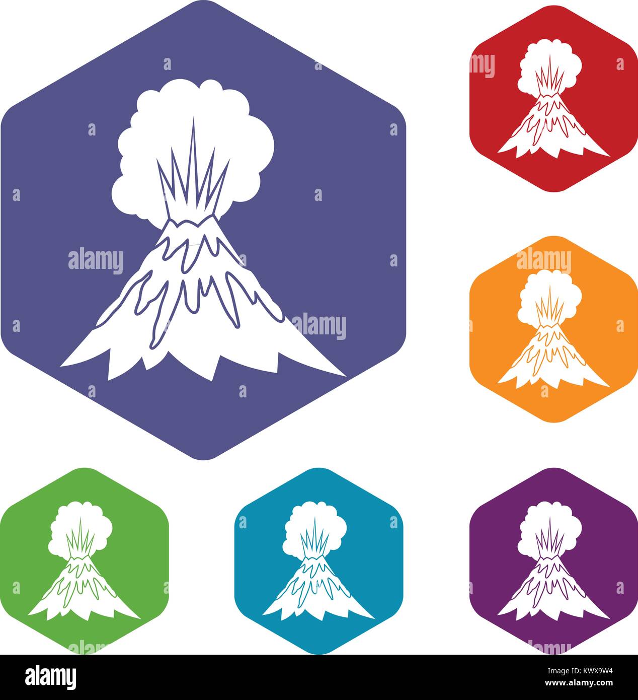 Volcano erupting icons set Stock Vector Image & Art - Alamy