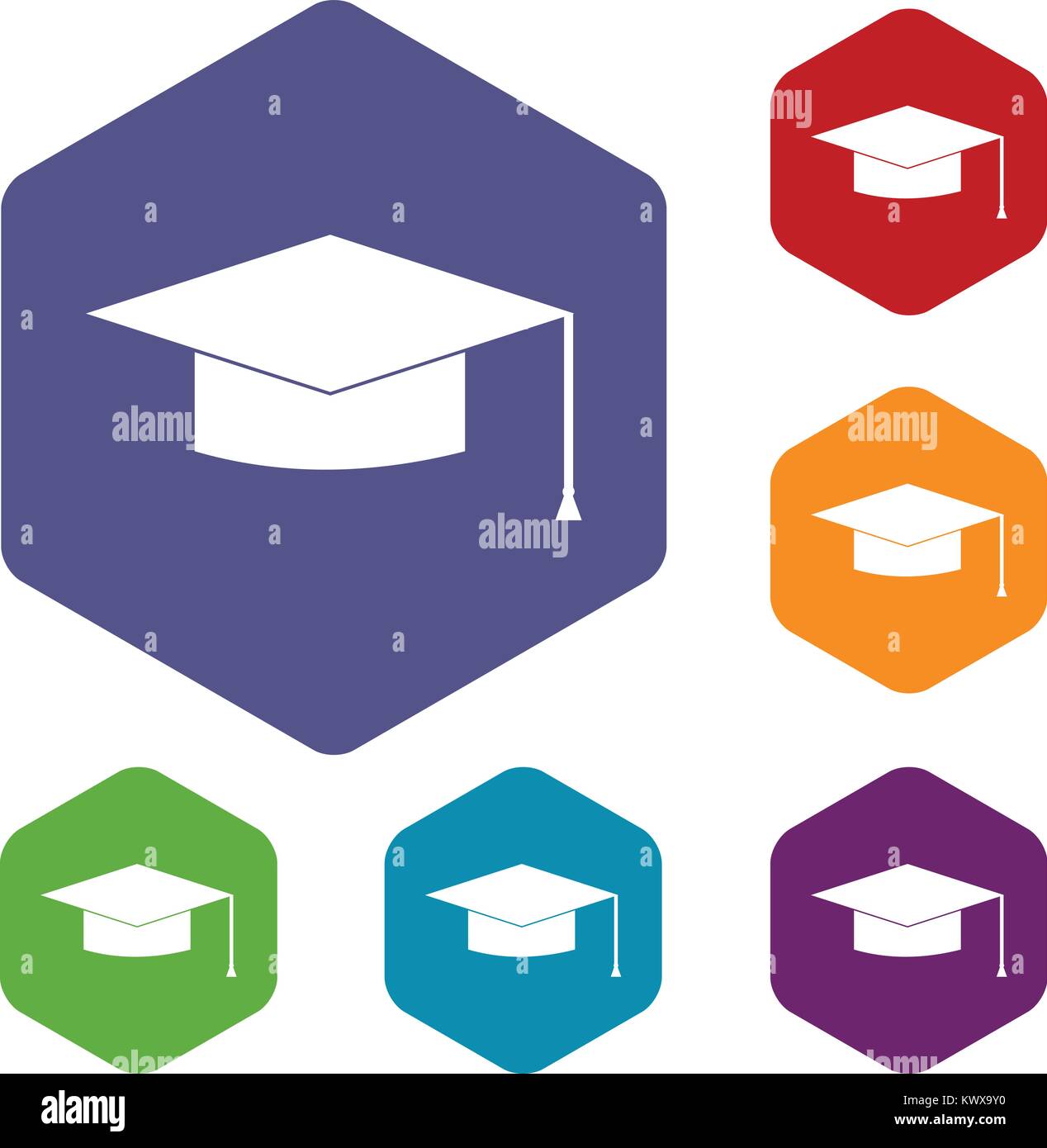 Graduation cap icons set Stock Vector Image & Art - Alamy