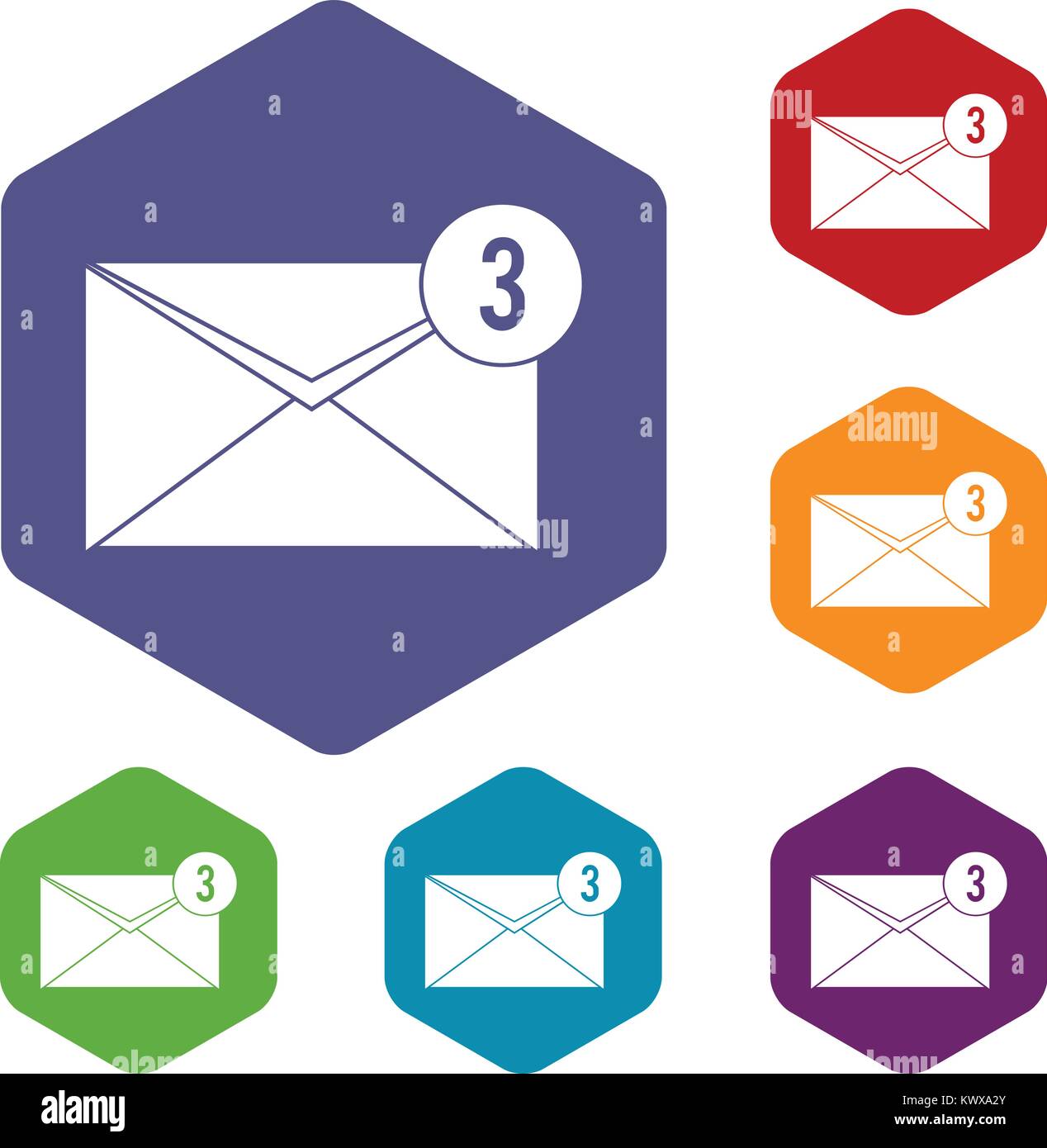 Envelope with three messages icons set Stock Vector Image & Art - Alamy