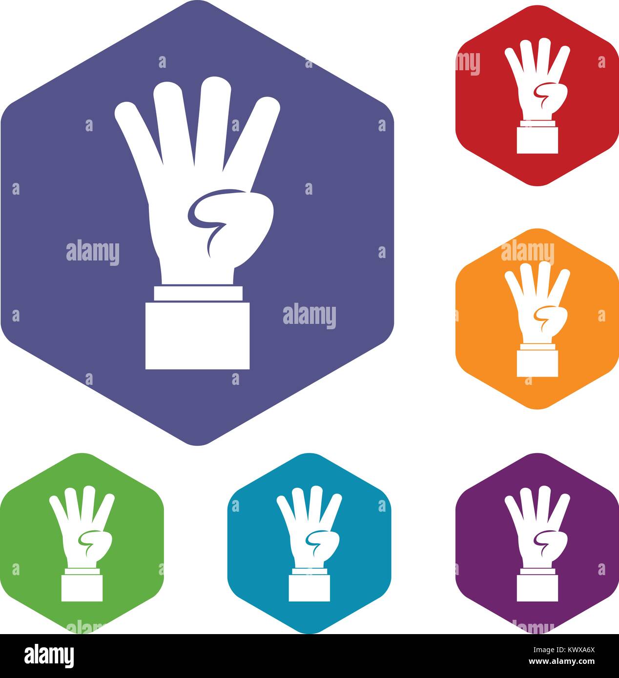 Hand showing number four icons set Stock Vector Image & Art - Alamy