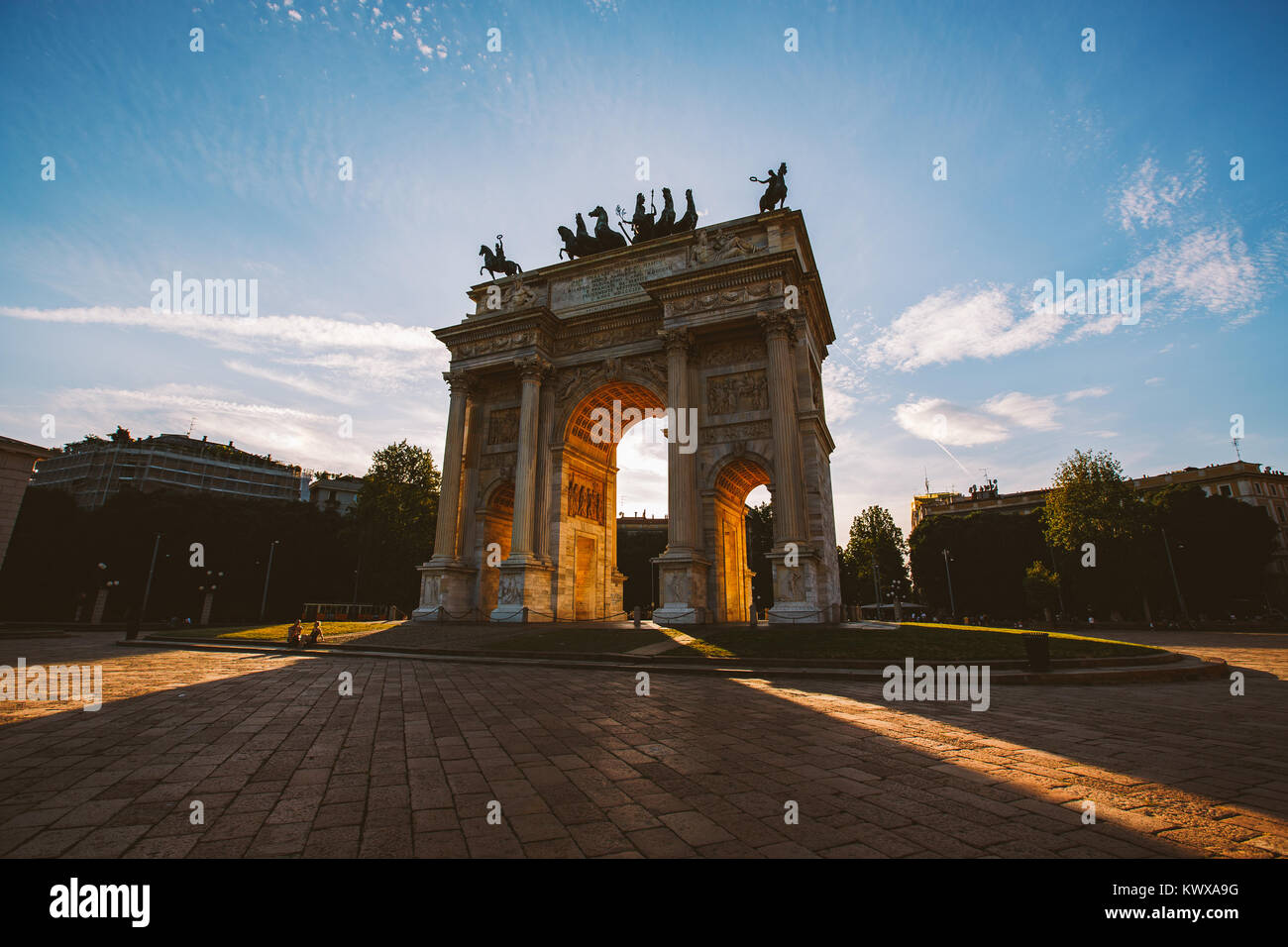 Arch of Peace in Sempione Park, Milan, Lombardy, Italy. Arco della Pace ...