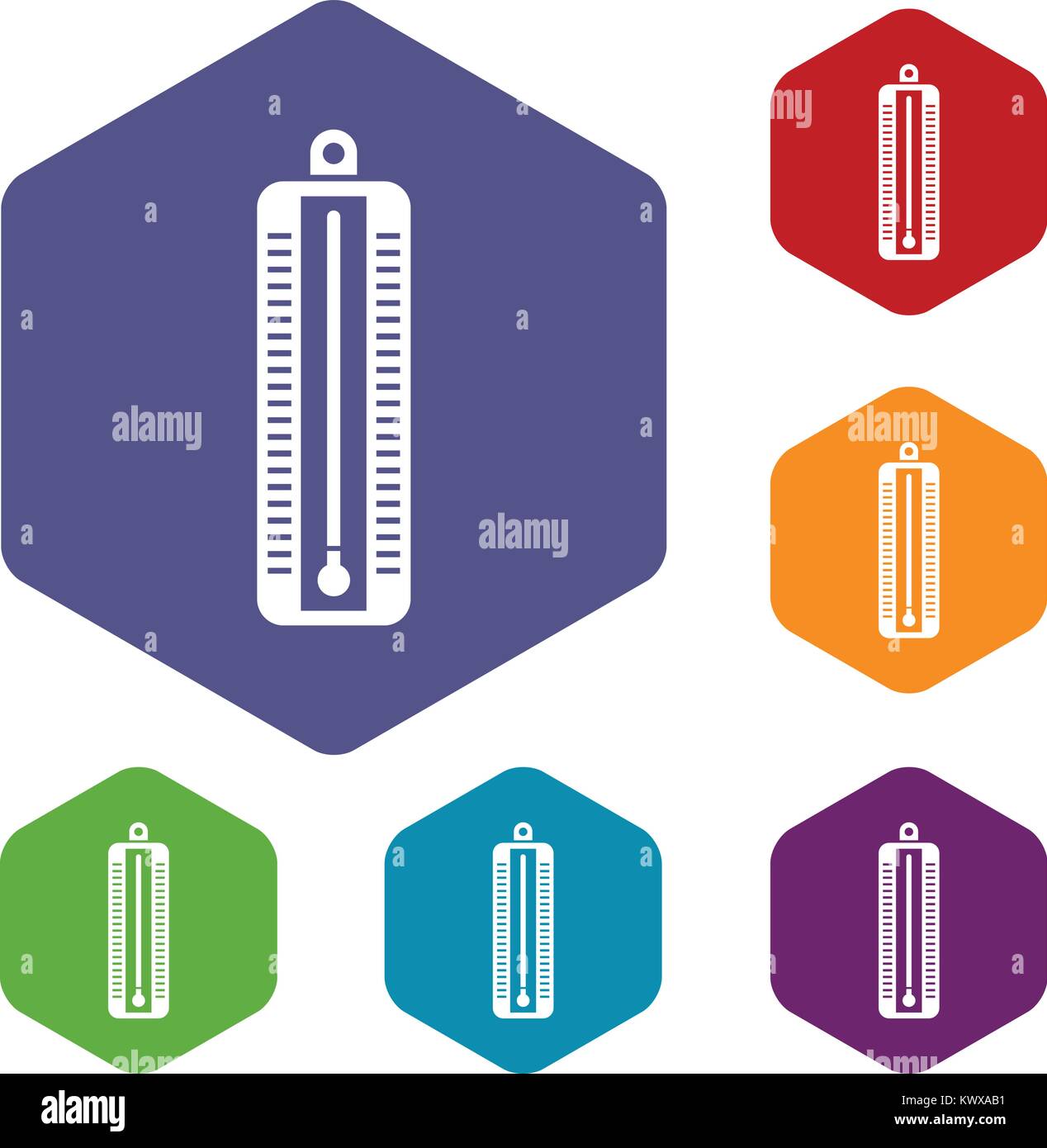 Thermometer indicates low temperature icons set Stock Vector Image ...