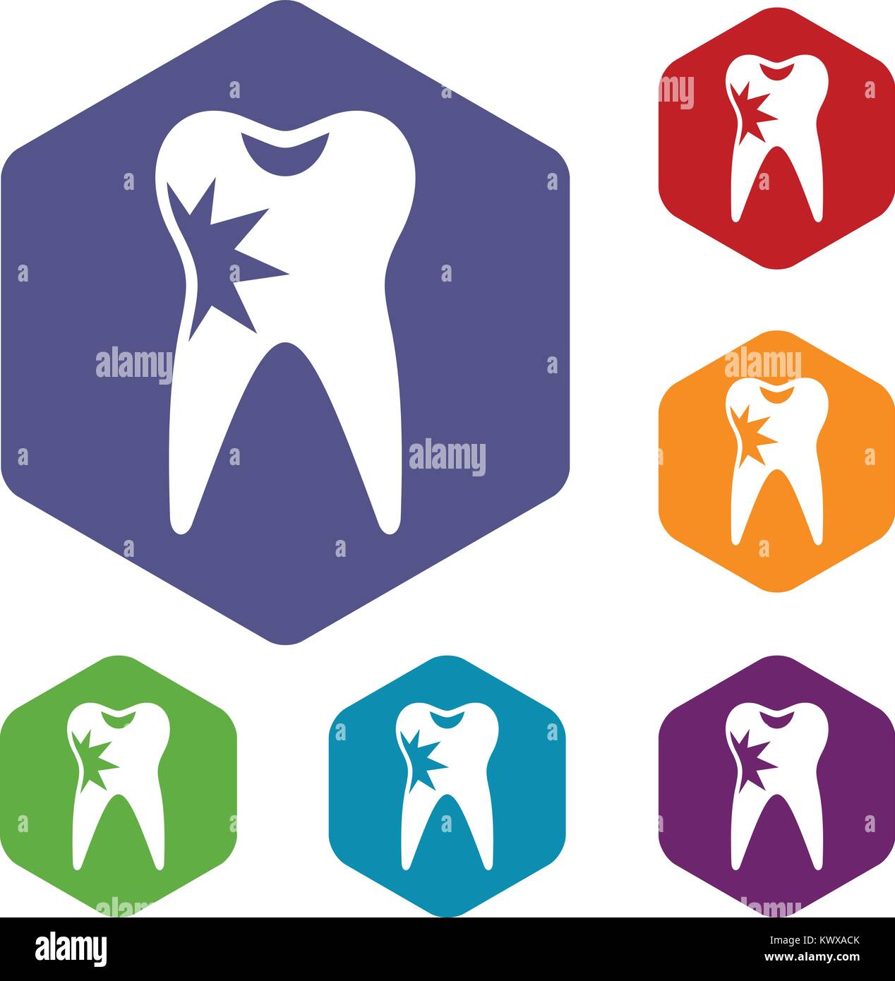 Cracked tooth icons set Stock Vector Image & Art - Alamy