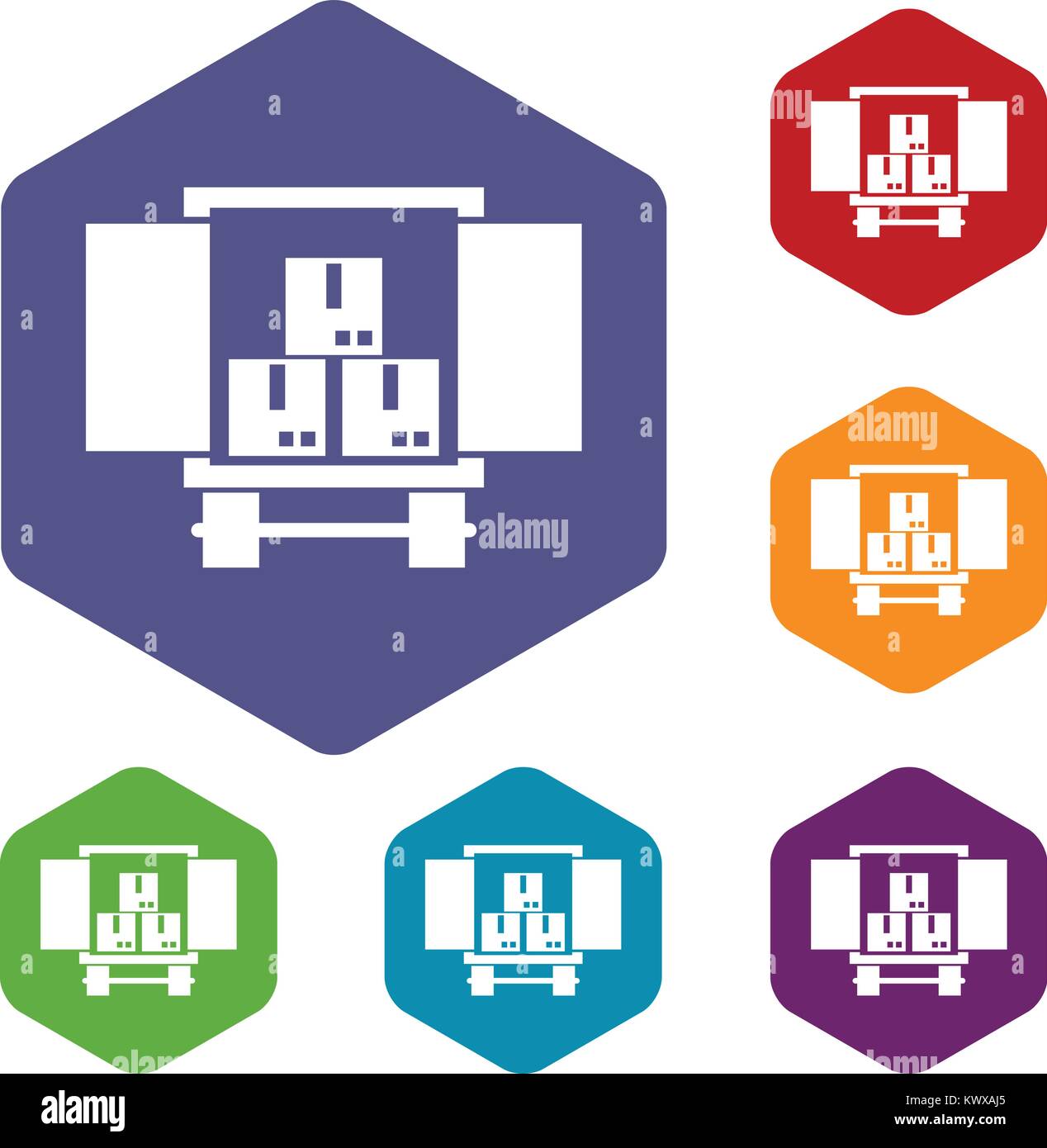 Cargo truck with load icons set Stock Vector Image & Art - Alamy