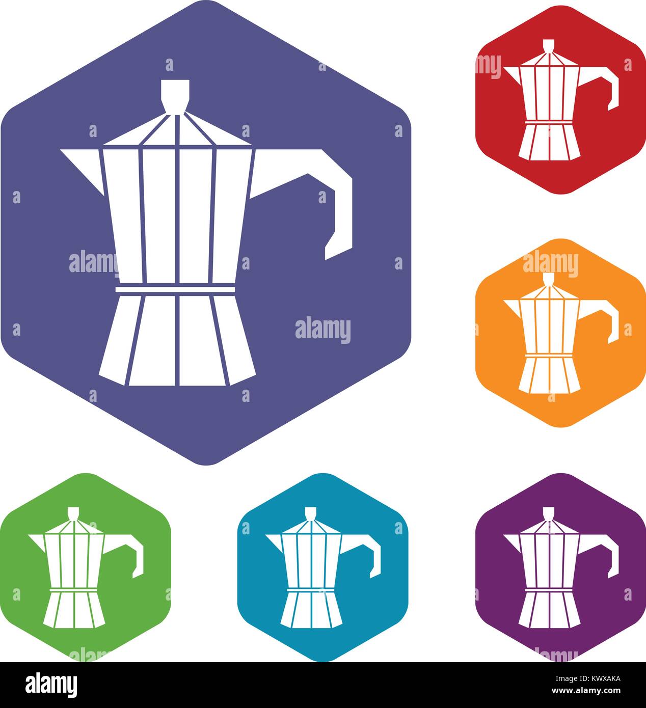Steel retro coffee pot icons set Stock Vector Image & Art - Alamy