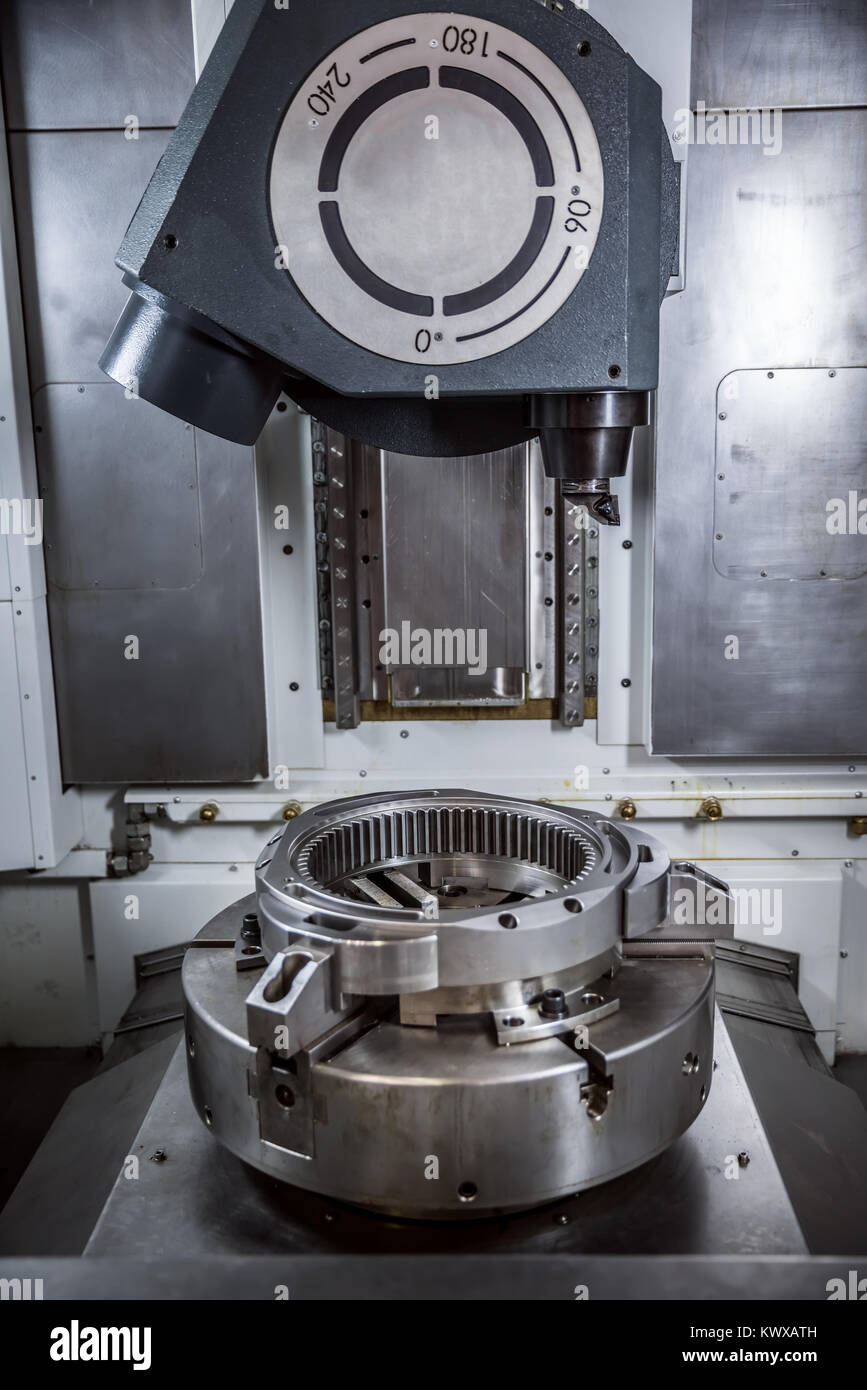 Metalworking CNC milling machine. Cutting metal modern processing ...