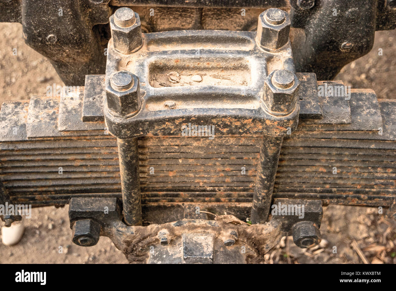 Old rusty metal leaf spring of disused and abandoned truck Stock Photo ...