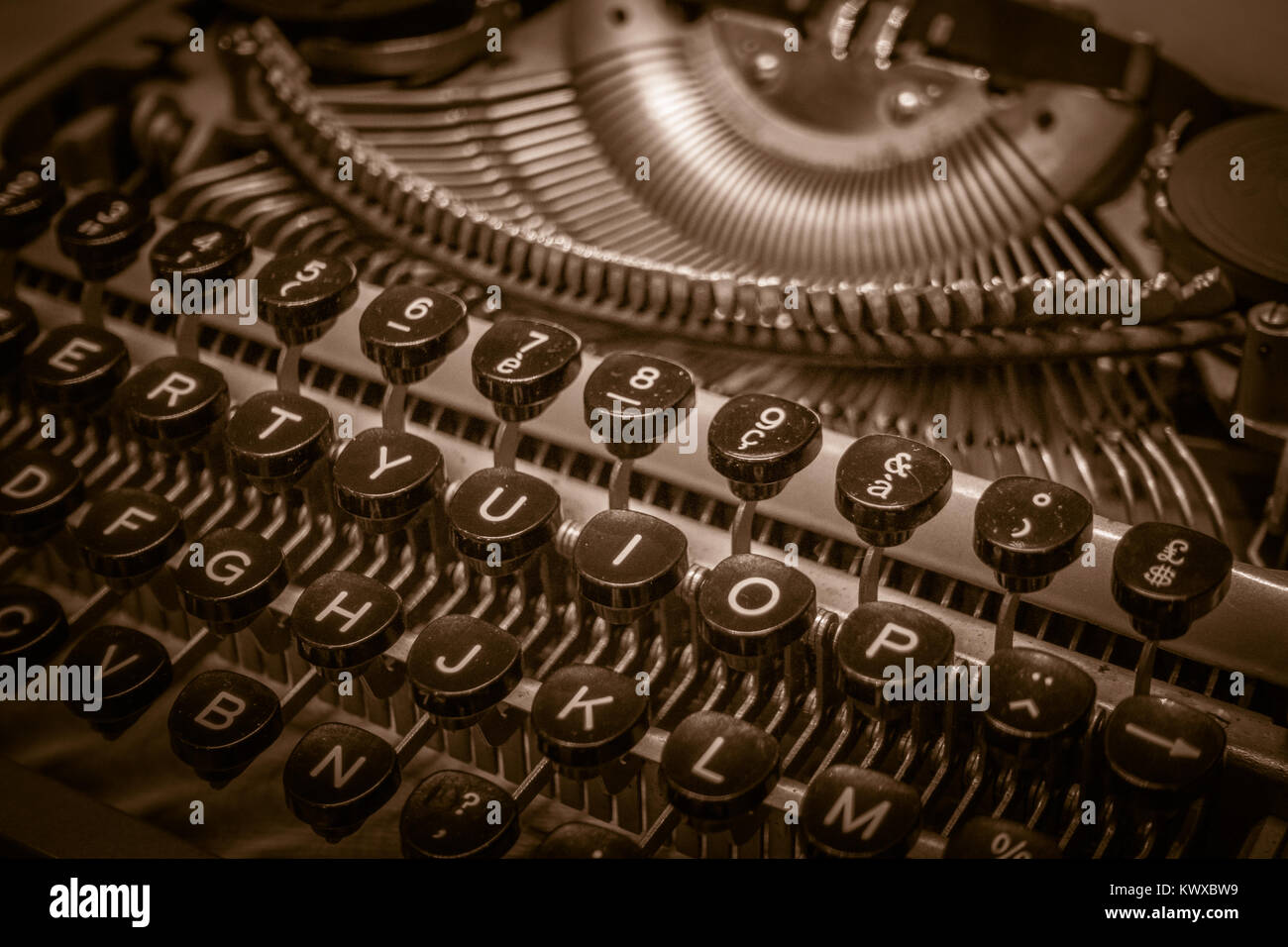 Typewriter ready for use with blank paper installed Stock Photo - Alamy