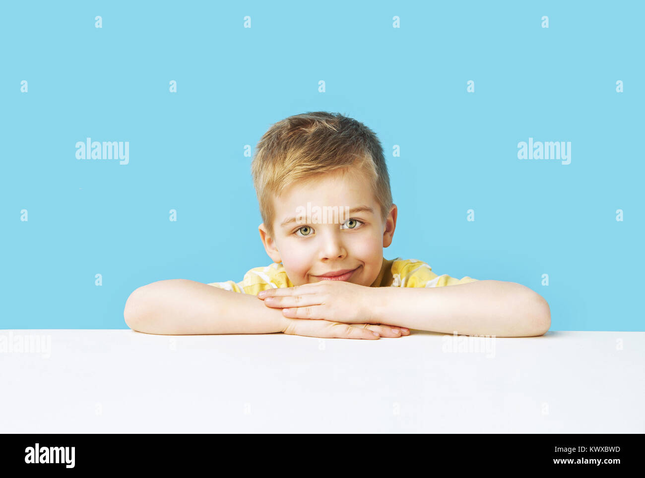 Portrait of the calm cute boy with big eyes Stock Photo - Alamy