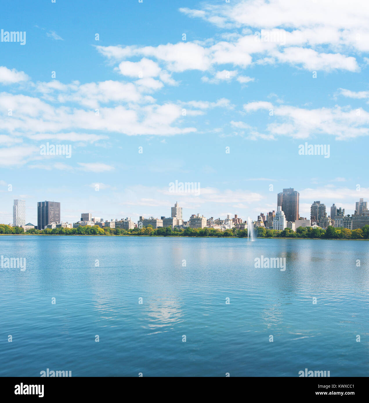 New York City Manhattan clear water reflection panorama Stock Photo - Alamy