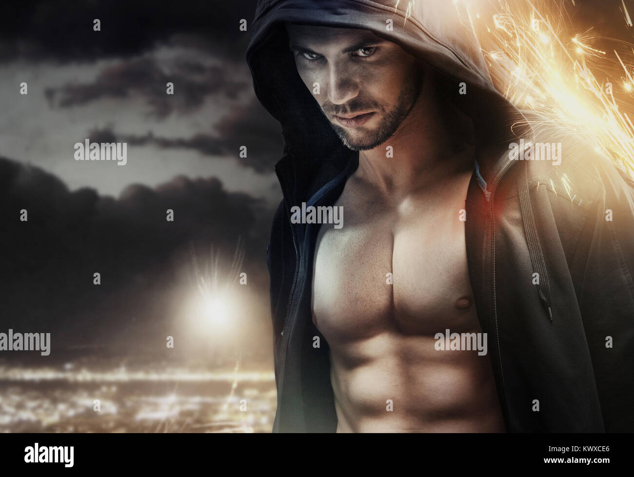 Closeup portrait of a serious muscular athlete Stock Photo - Alamy