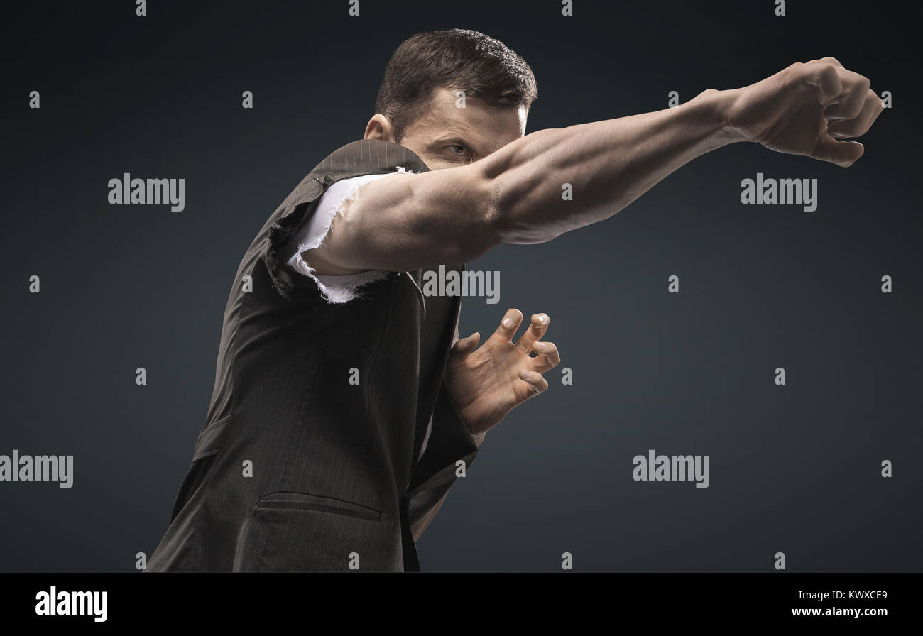 Closeup portrait of a fighting manager Stock Photo - Alamy