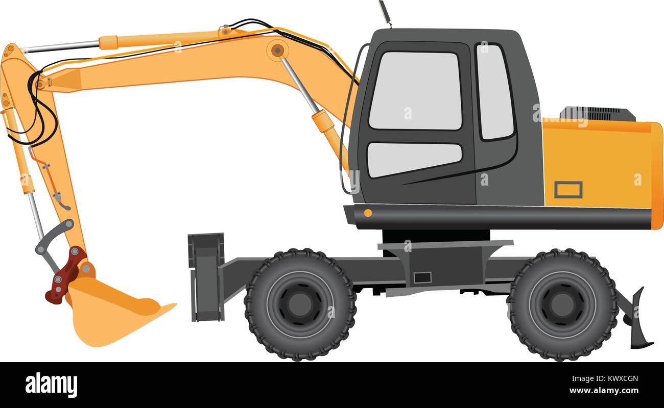 Wheeled digger Stock Vector Images - Alamy