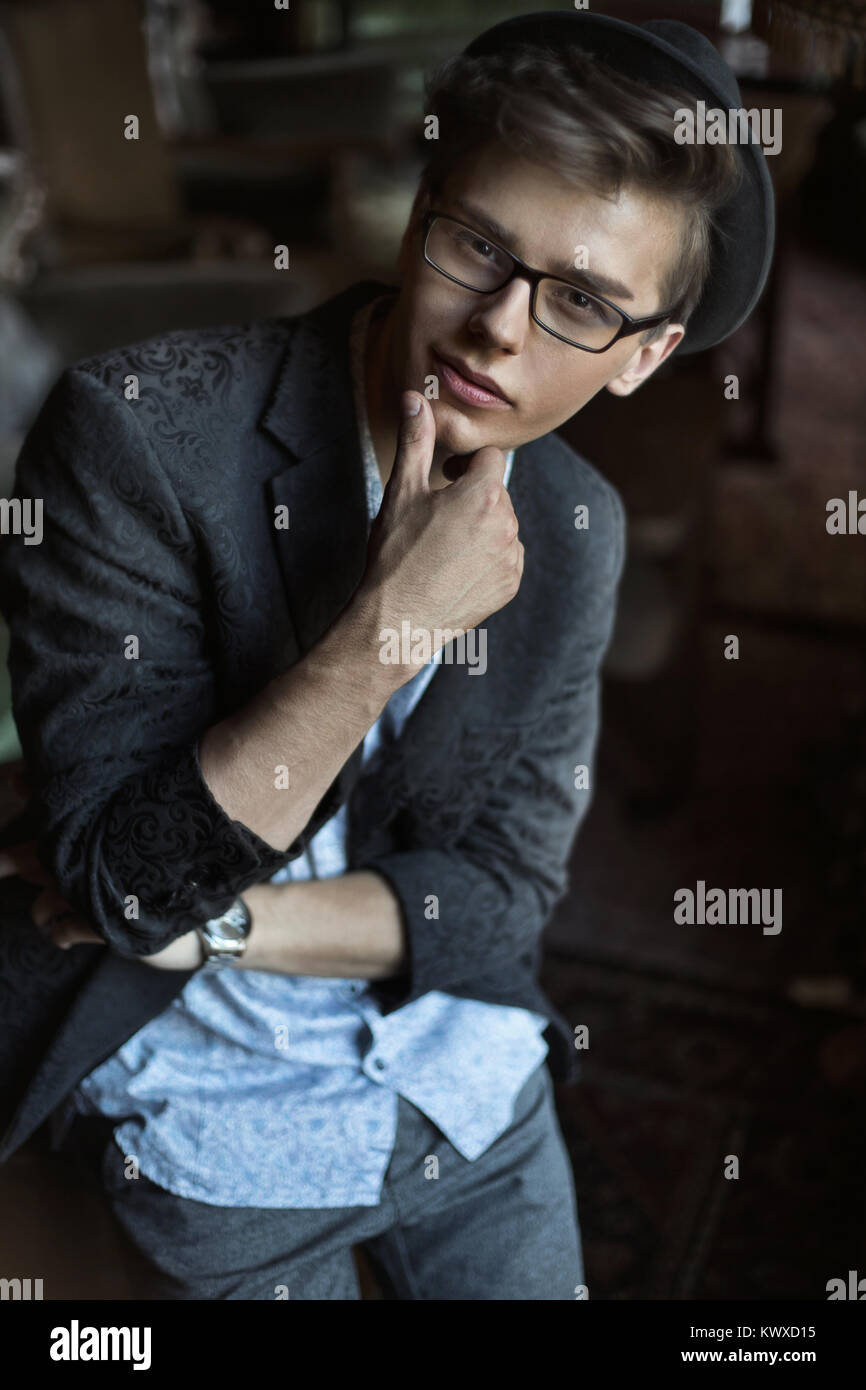 Portrait of a young handsome and smart man Stock Photo - Alamy