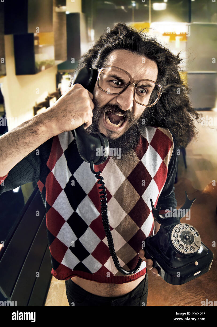 Portrait of a funny yelling man Stock Photo - Alamy