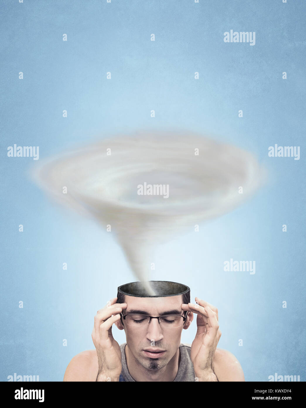 Conceptual portrait of a young guy with lots of problems Stock Photo ...