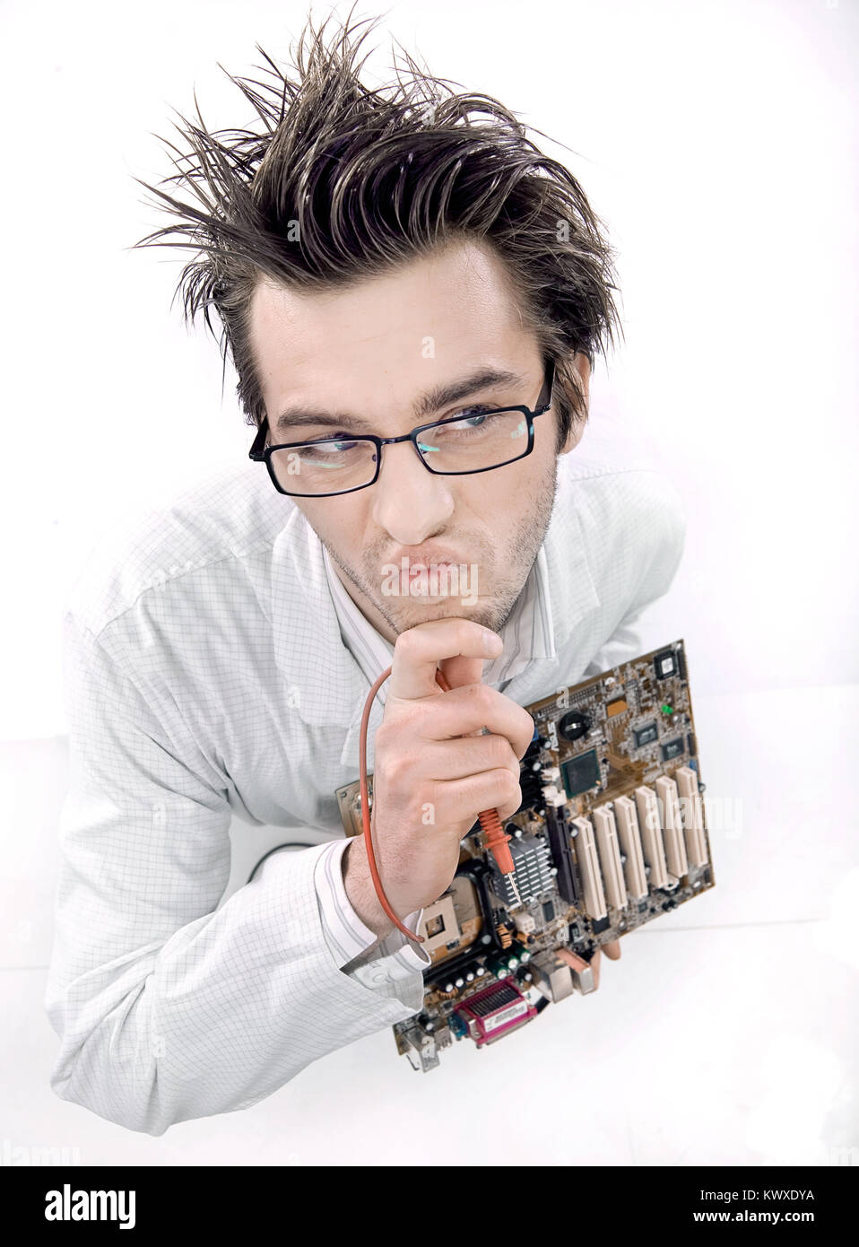 Young techie and laptop hi-res stock photography and images - Alamy