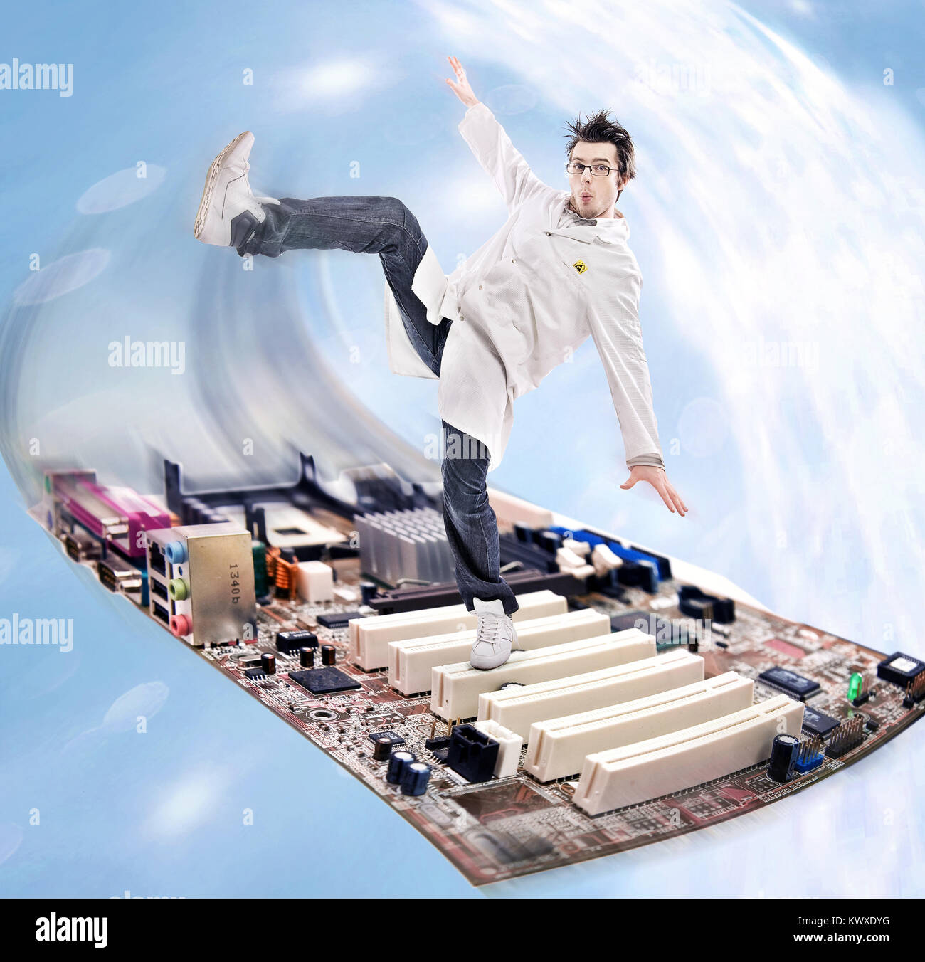 Conceptual picture of young, nerd- technician Stock Photo - Alamy