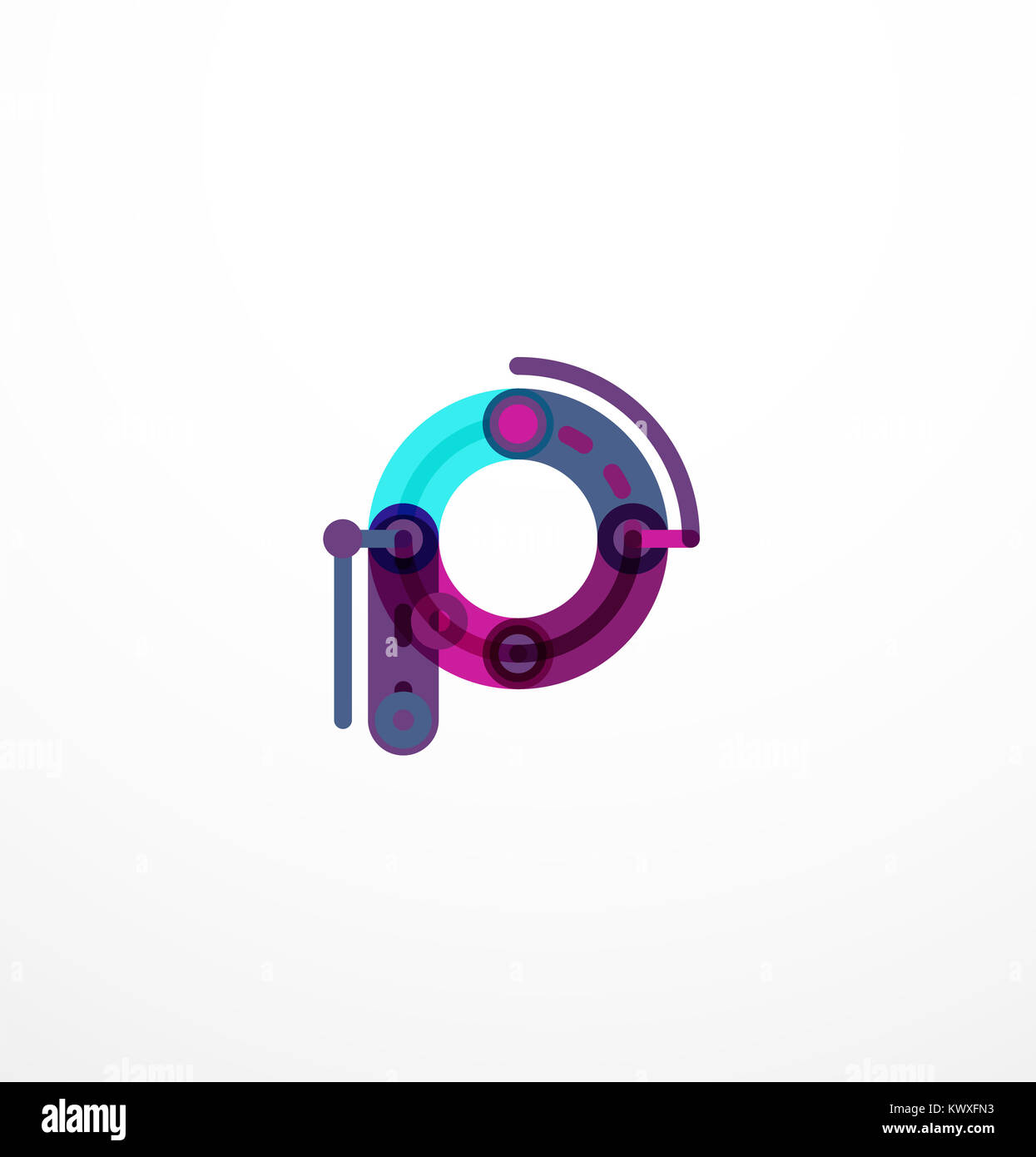 Abstract line design letter logo created with colorful line segments ...