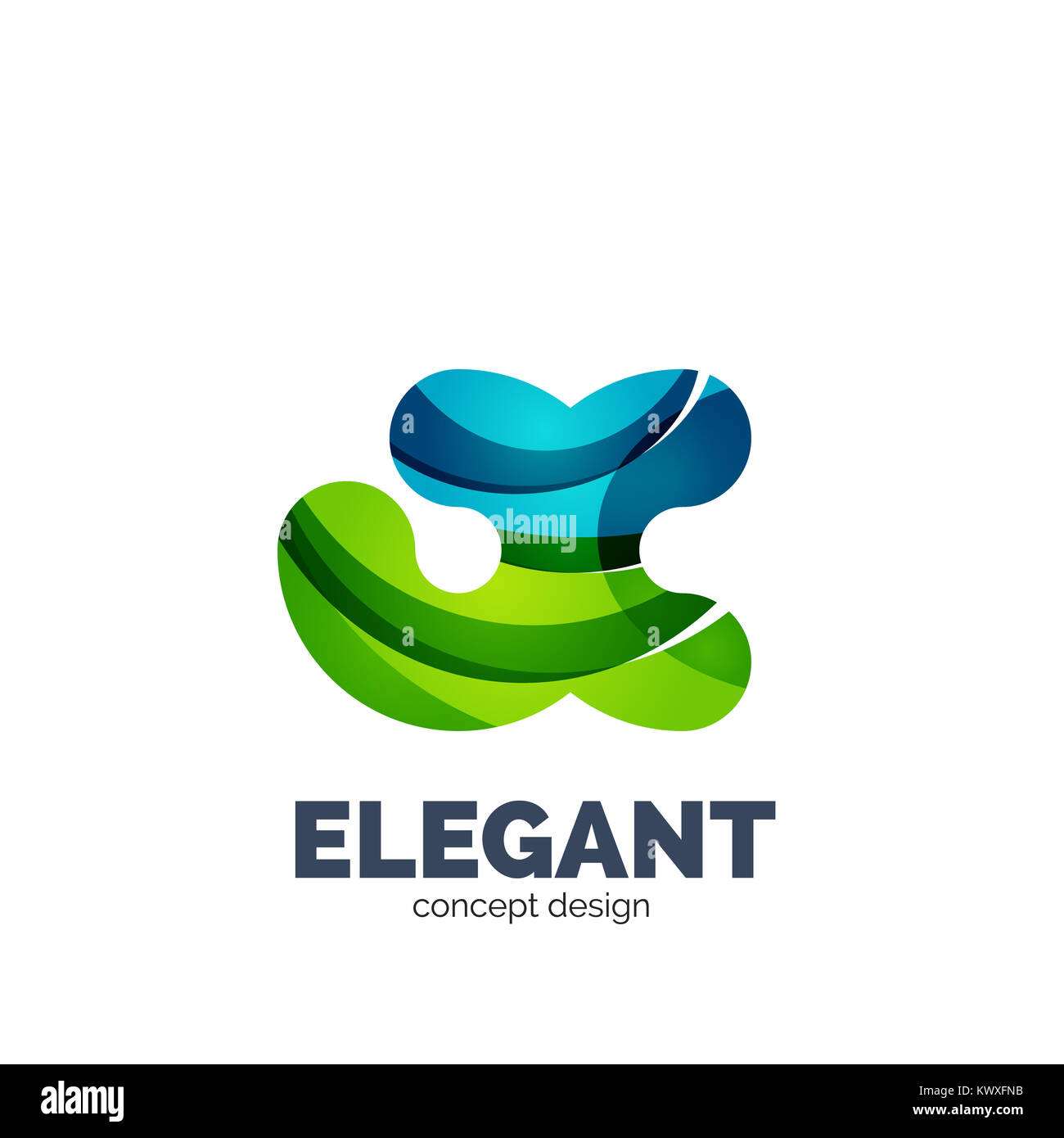 set of abstract letter business logo icons, geometric wavy flowing ...