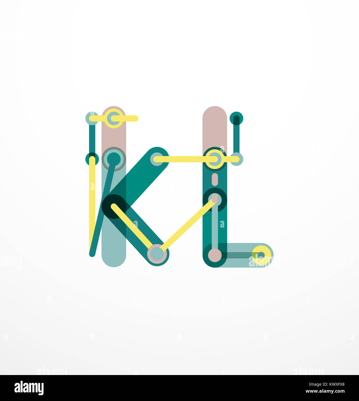 Abstract line design letter logo created with colorful line segments ...