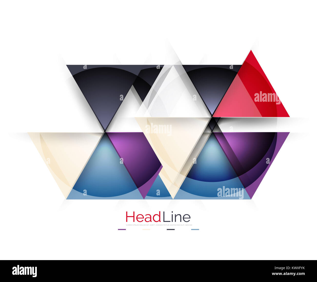 Colorful triangles on white background. Modern geometric banner ...