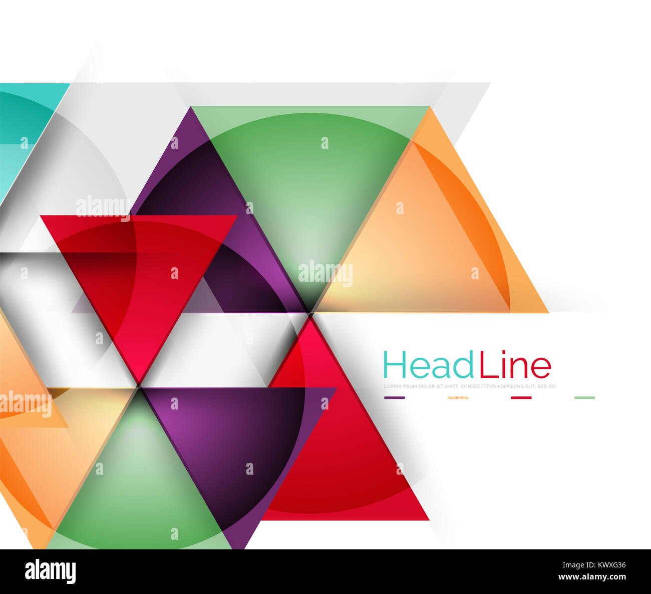 Colorful triangles on white background. Modern geometric banner ...